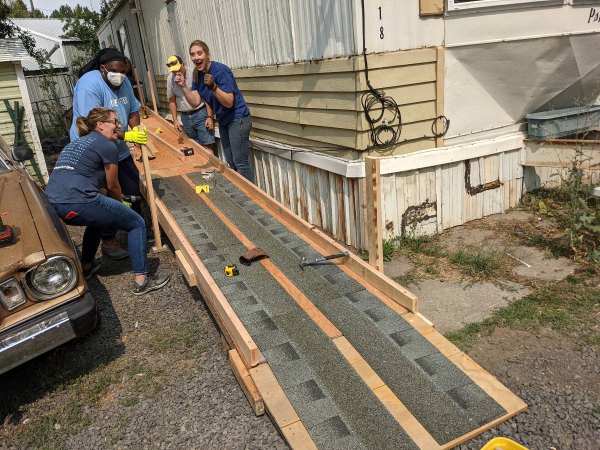 Home Repair Volunteers Building a Ramp - Palouse Habitat for Humanity
