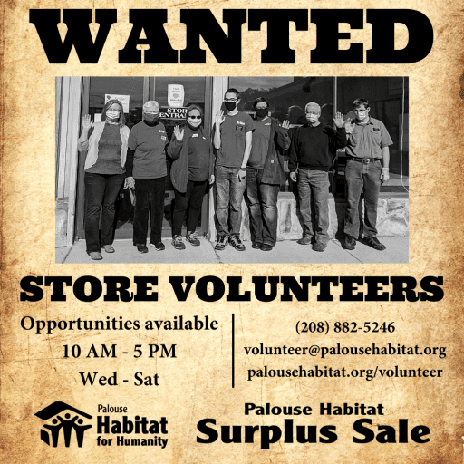 Volunteers Wanted Poster - Palouse Habitat for Humanity